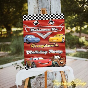 Editable Racecar Birthday Party Welcome Sign, Race Car Welcome Sign ...