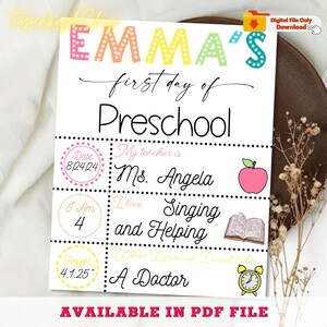 Printable Back to School Sign, First Day of School Sign Editable, Gift ...