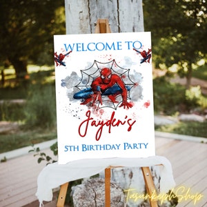 Spiderman Birthday Welcome Sign, Spiderman Birthday Party Spiderman ...