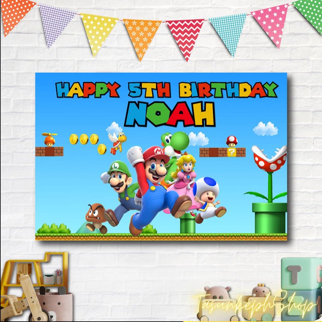Super Mario Birthday Backdrop Party Supplies, Super Mario Backdrop ...