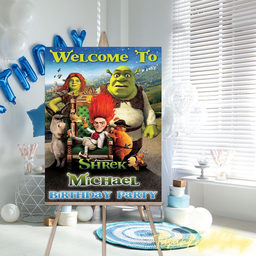 Shrek Welcome Sign, Shrek Party Supplies, Shrek Birthday Party, Shrek ...