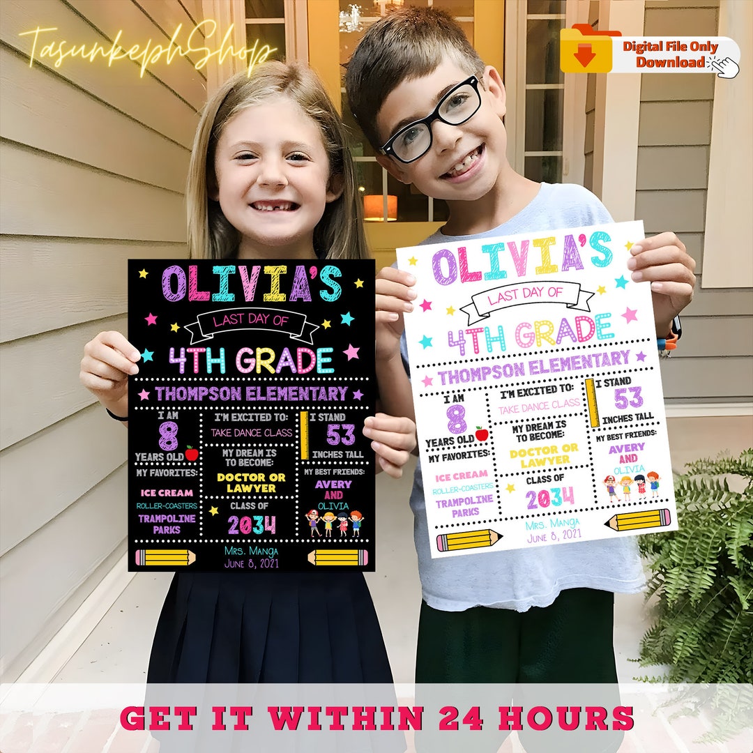 Printable Chalkboard Back to School Sign, My First Day of Kindergarten ...