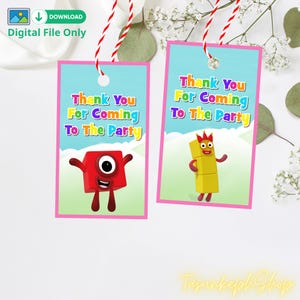 Numberblocks Birthday Thank You Tags, Kids Party Favors (digital ...
