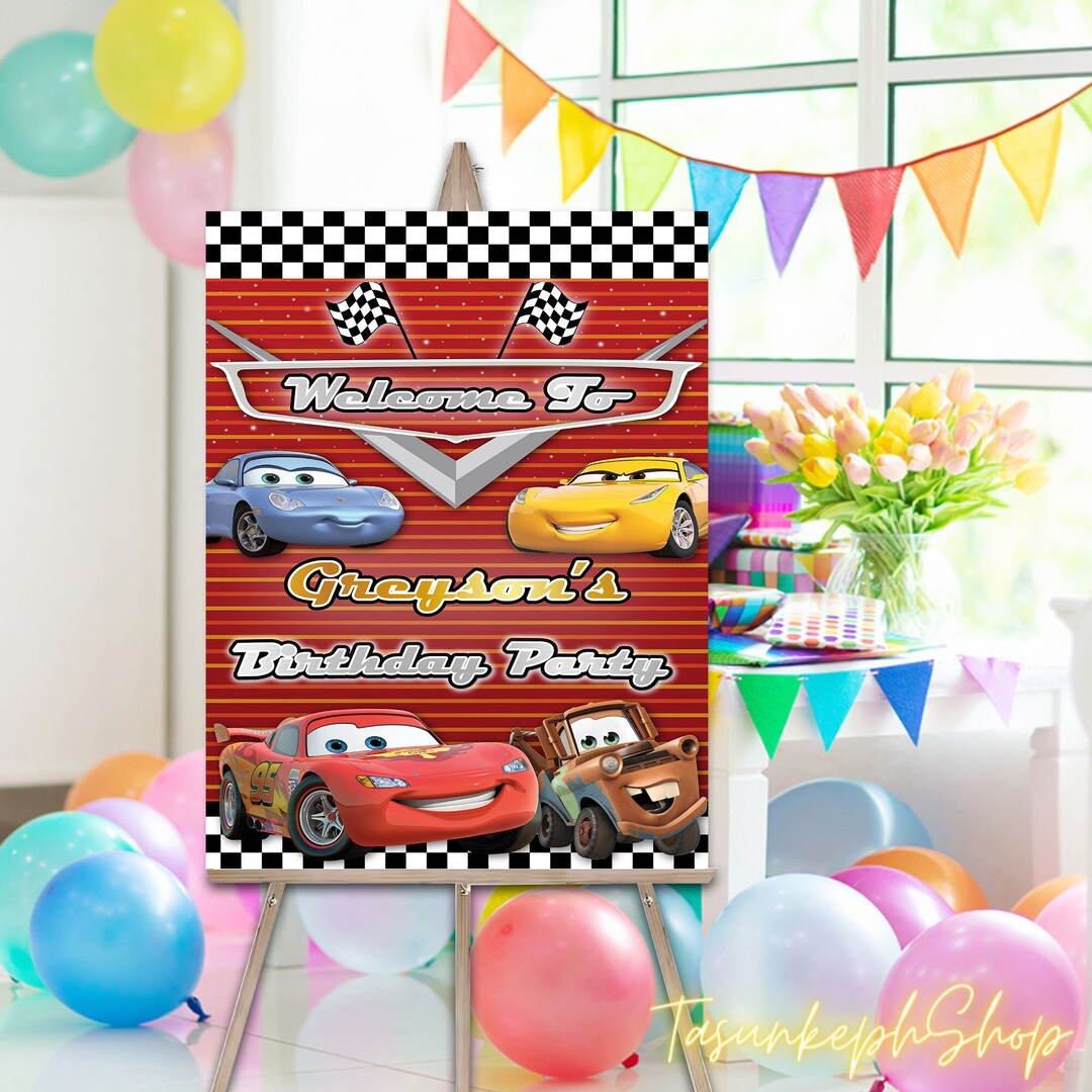 Editable Racecar Birthday Party Welcome Sign, Race Car Welcome Sign ...