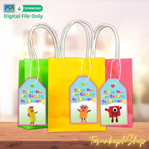 Numberblocks Birthday Thank You Tags, Kids Party Favors (digital ...