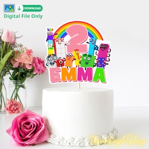 Printable Numberblocks Pink Girl Cake Topper, Custom Name Birthday ...