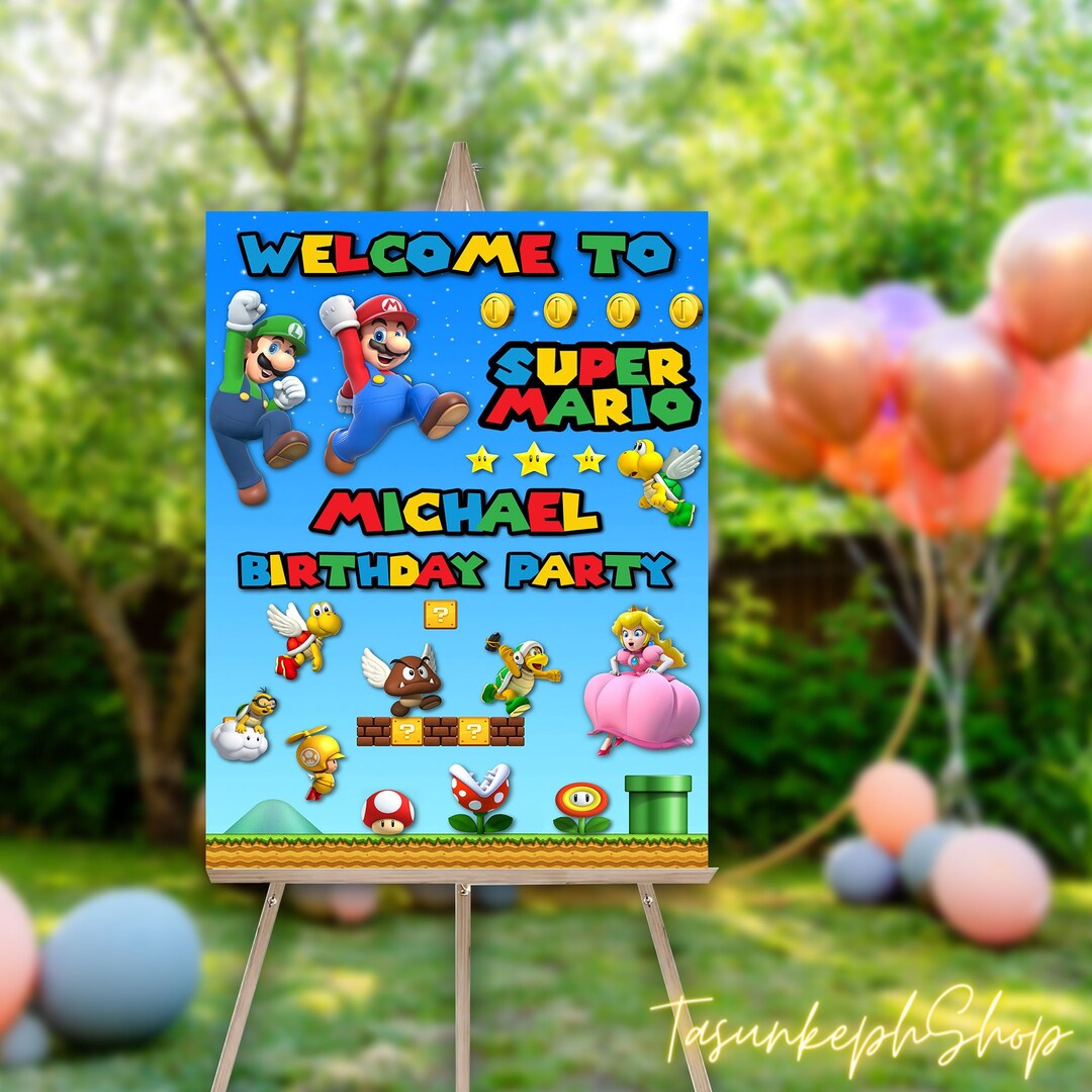 Personalized Mario Welcome Sign, Super Mario Birthday Welcome Sign ...