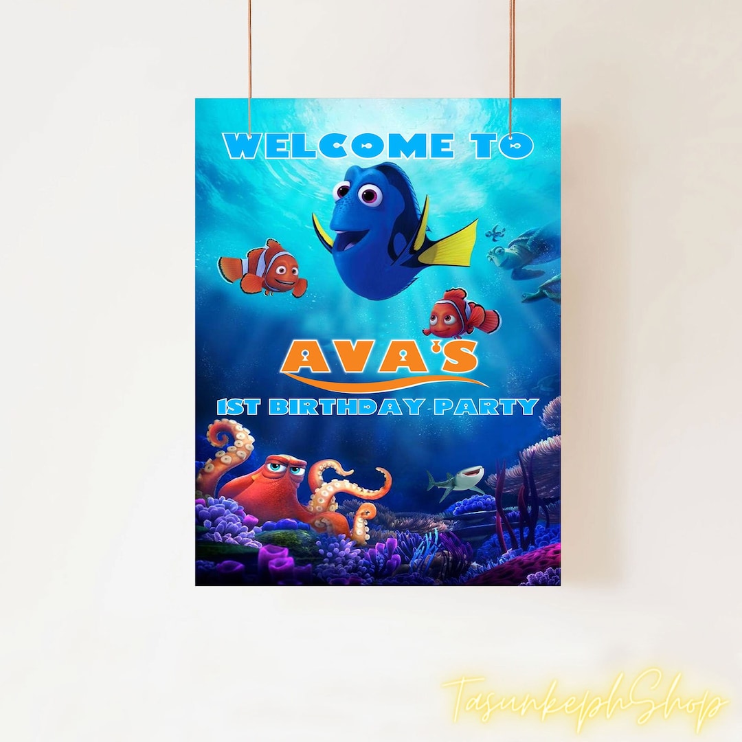 Finding Dory Birthday Welcome Sign, Finding Dory, Finding Nemo Birthday ...