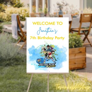 Beyblade Welcome Sign,beyblade Birthday Banner Birthday Welcome Sign ...
