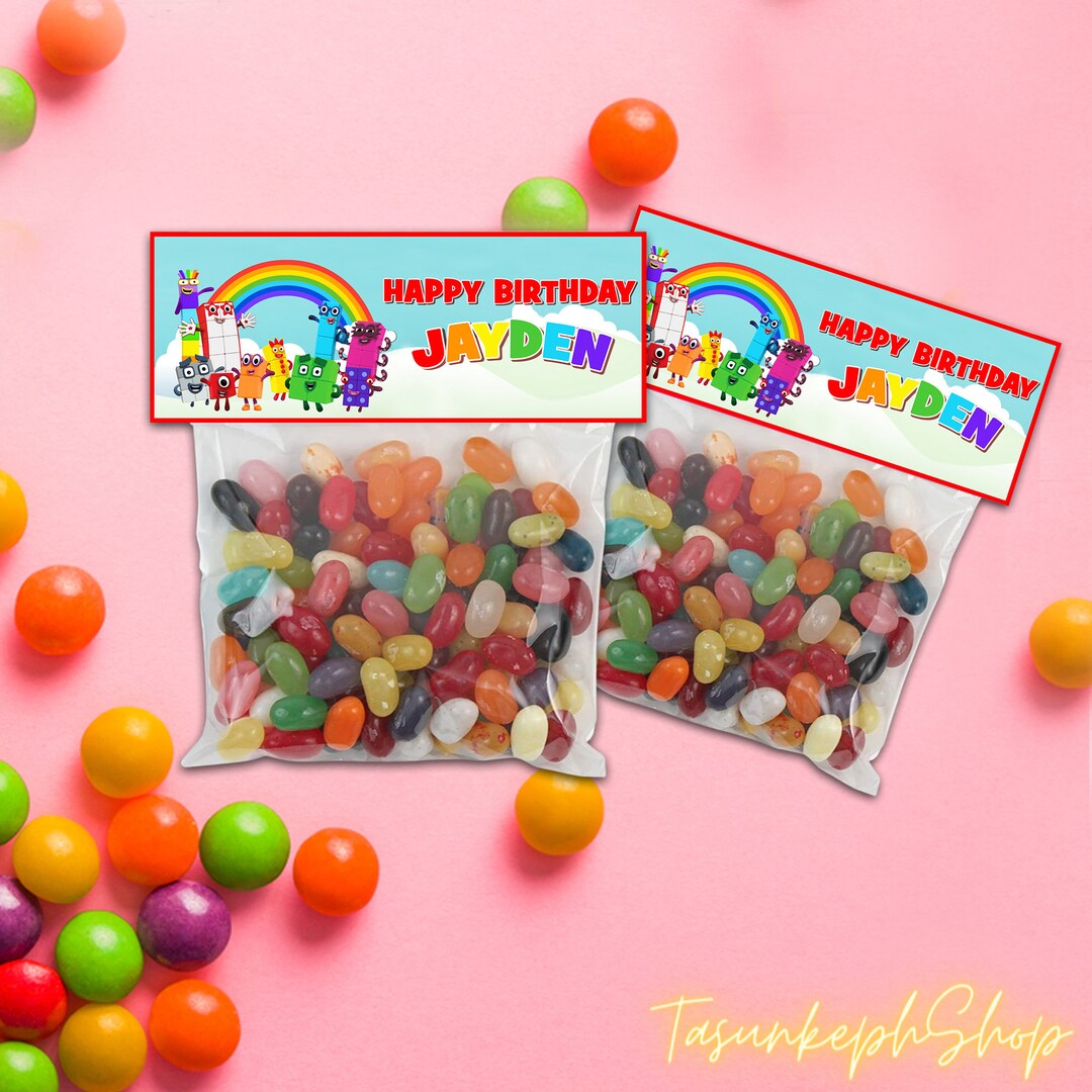 Printable Personalized Number Blocks Birthday Candy Bag Topper, Goodie ...