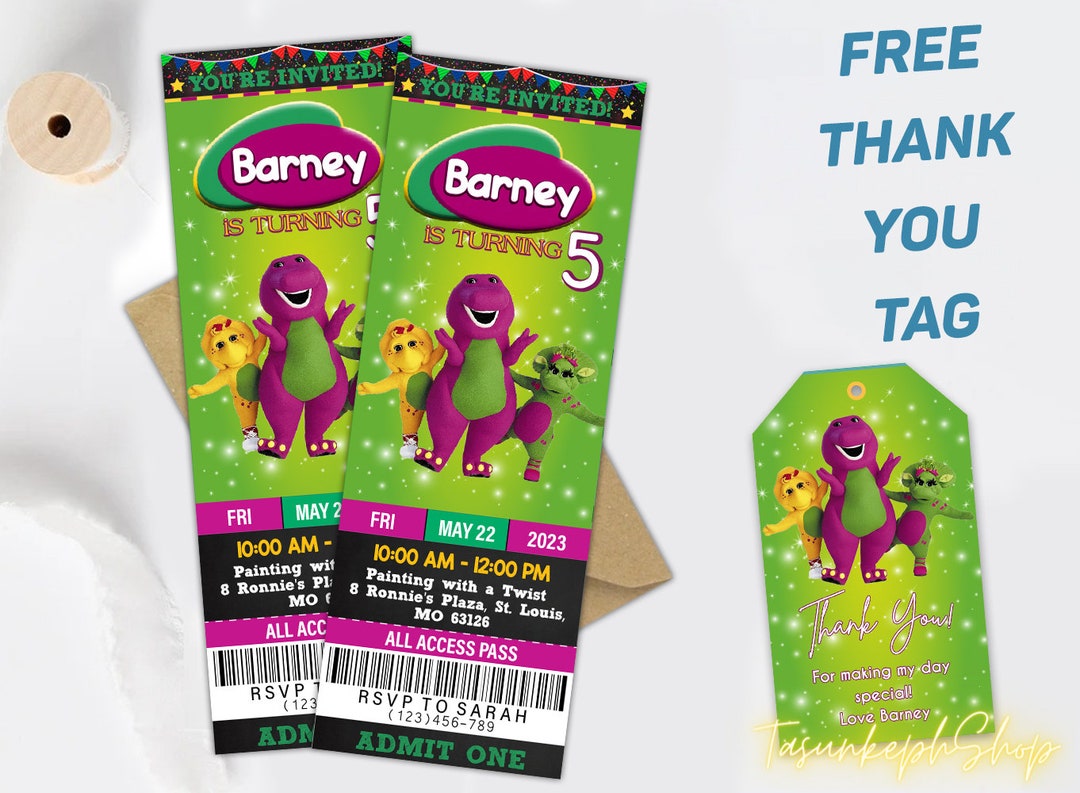 Barney Birthday Invitation Templates