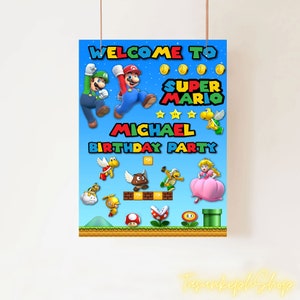 Personalized Mario Welcome Sign, Super Mario Birthday Welcome Sign ...