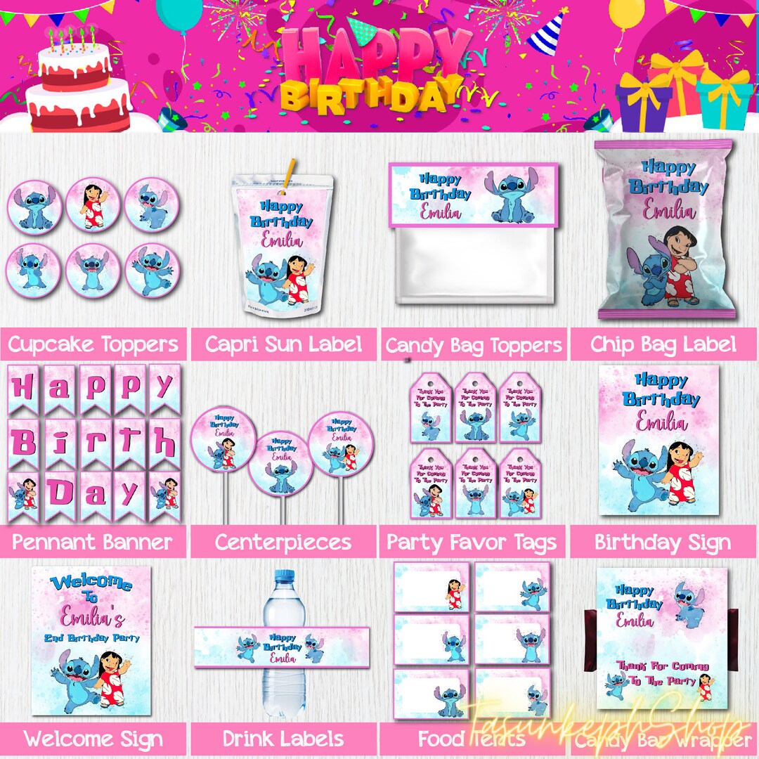 Printable Lilo and Stitch Birthday Party Bundle Supplies for Kids, Lilo ...