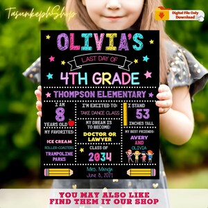 Printable Chalkboard Back to School Sign, My First Day of Kindergarten ...