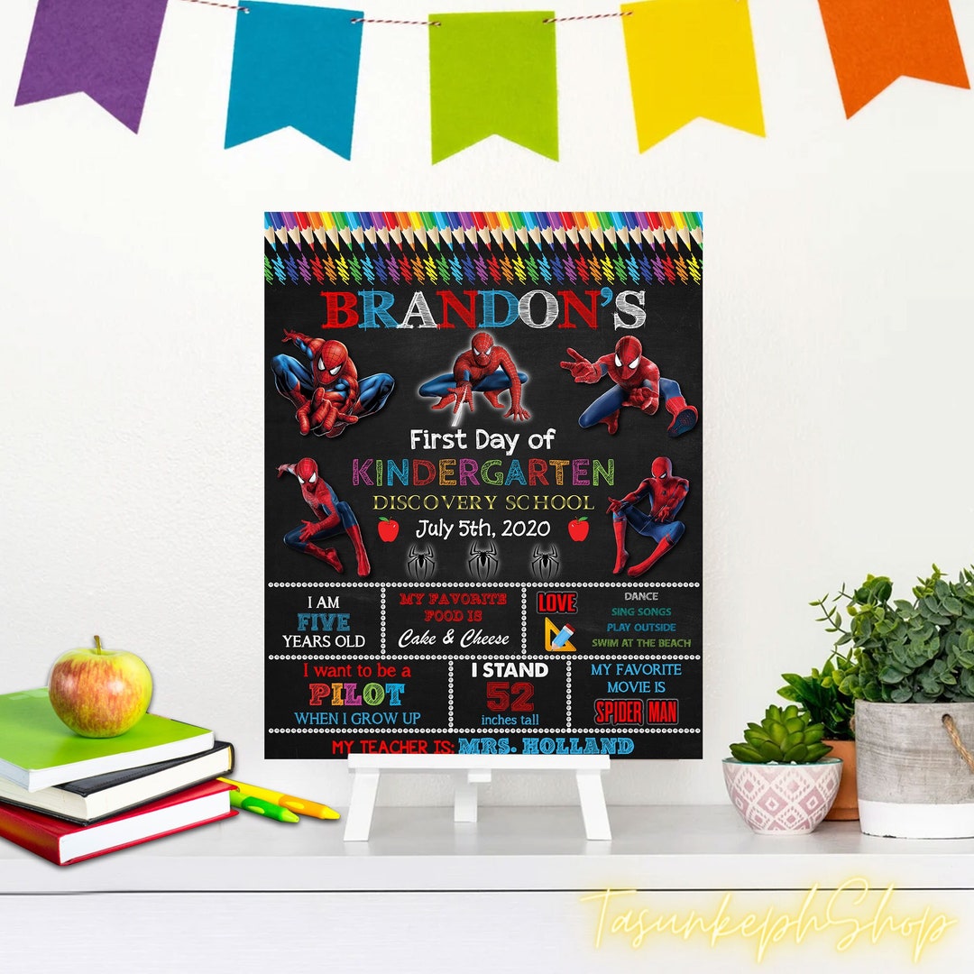 Birthday Chalk Board Spidey Board, Spiderman Party Supplies, First Day ...