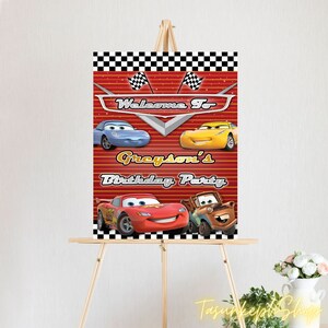 Editable Racecar Birthday Party Welcome Sign, Race Car Welcome Sign ...