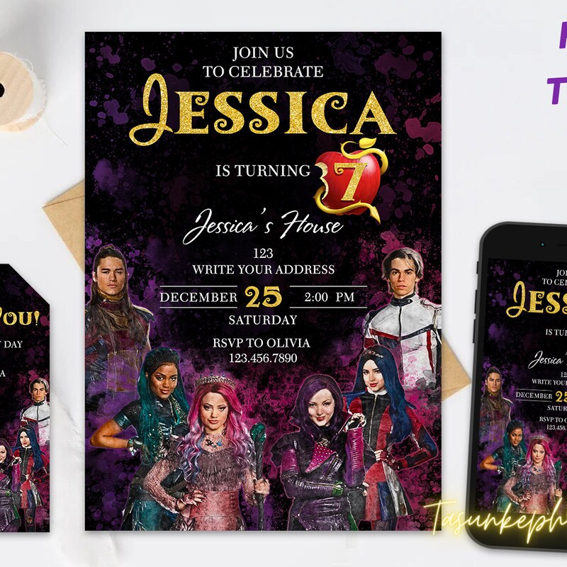 Descendants Birthday Invitation - Etsy