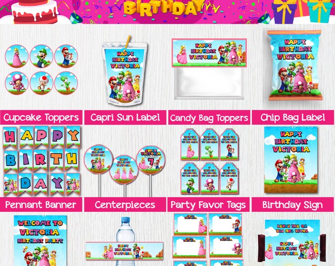 Princess Peach Chip Bag Birthday Party Potato Labels Labels Printables ...