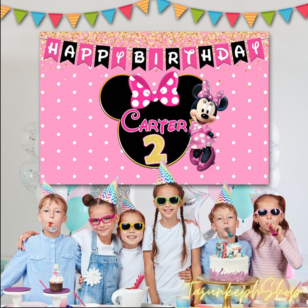 Personalized Minnie Mouse Birthday Backdrop, Minnie Mouse Birthday ...