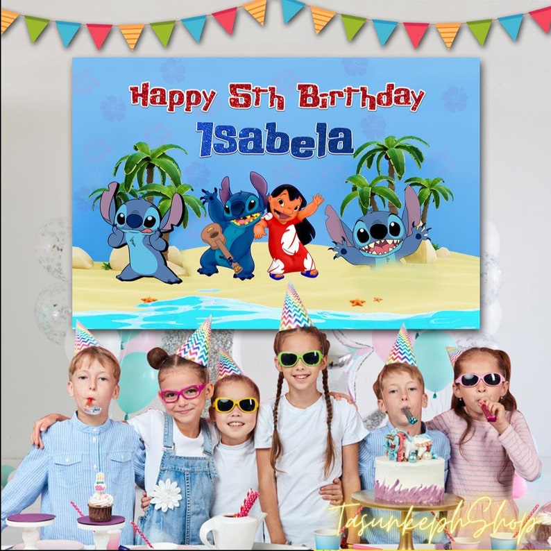 Printable Personalized Lilo and Stitch Birthday Backdrop Lilo - Etsy