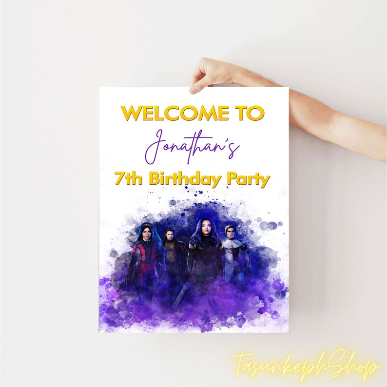 Descendants Welcome Sign Birthday Poster Welcome to Sign - Etsy