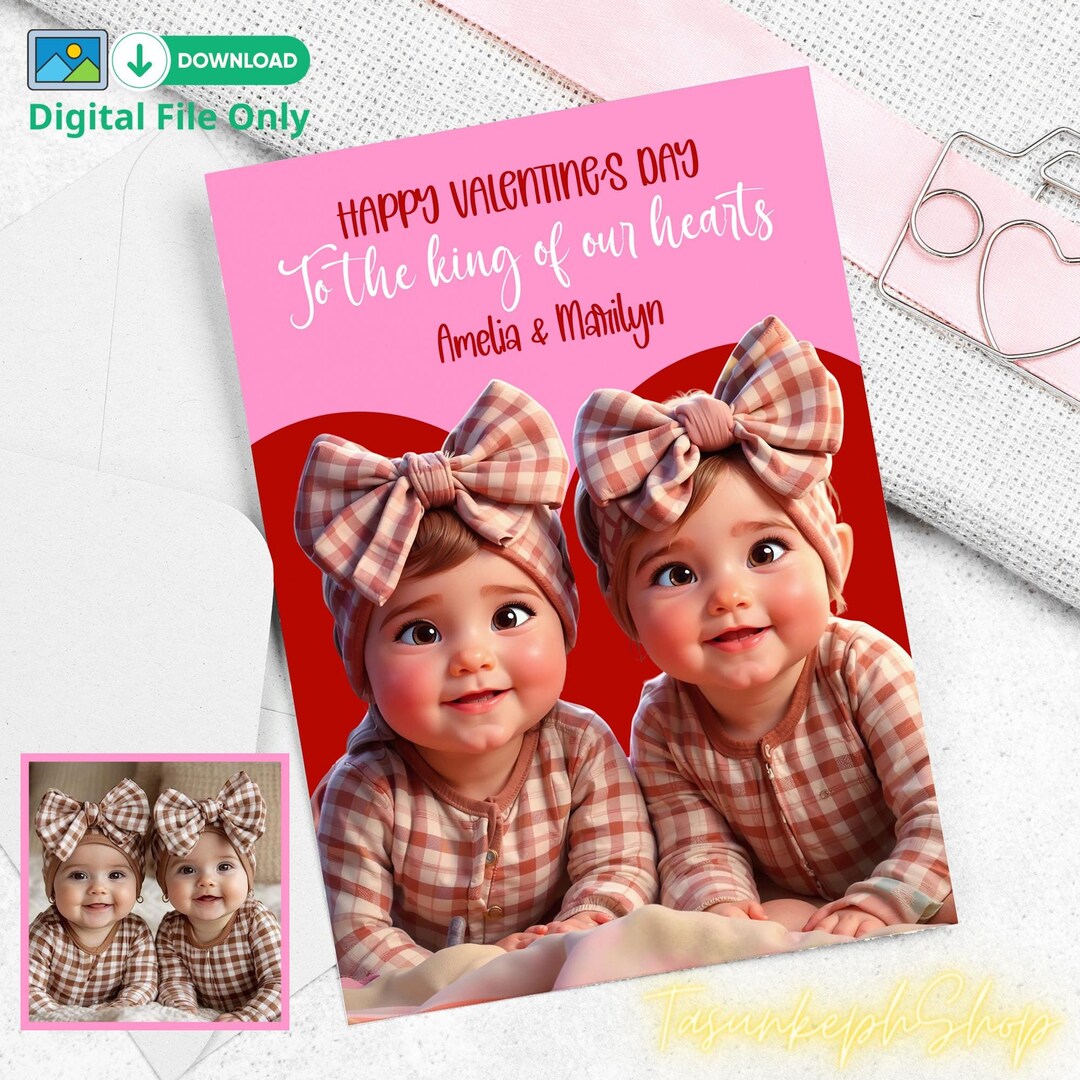 Dad Valentine Card, Cartoon Daddy First Valentine's Day Card, Printable ...