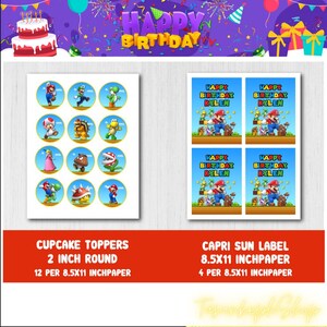 Printable Super Mario Cake Topper, Personalized Super Mario Birthday ...
