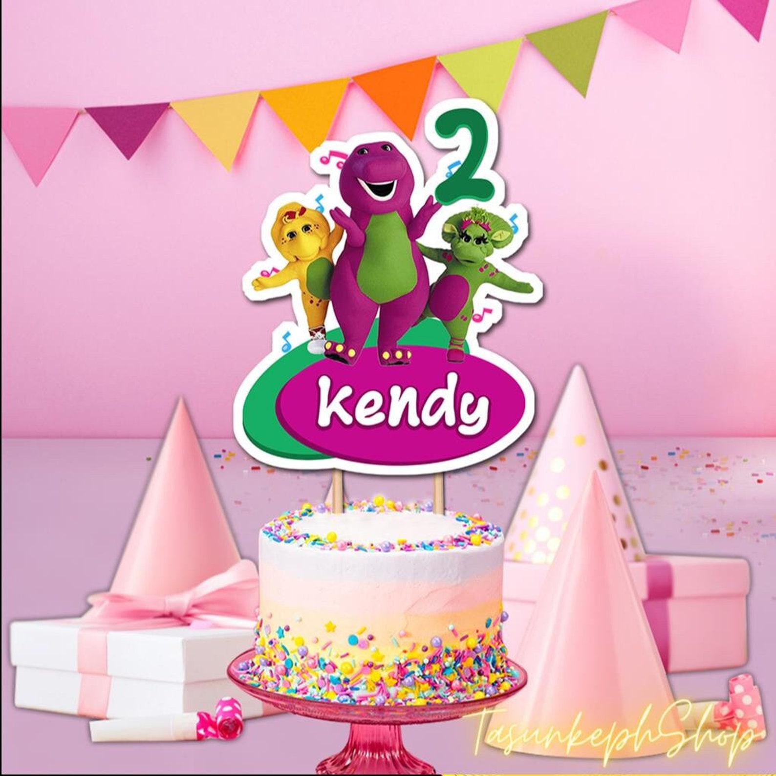 Personalized Printable Barney Cake Toppers Centerpiece - Etsy