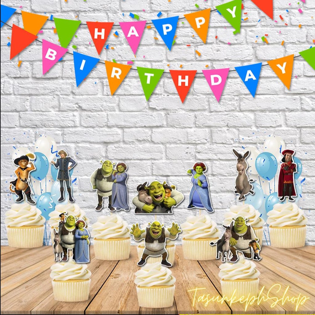 Shrek Cupcake Toppers, Shrek Cupcake Toppers, Shrek Birthday Party ...