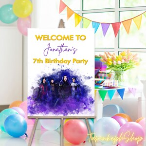 Descendants Welcome Sign, Birthday Poster Welcome to Sign Birthday ...