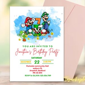 Printable Personalized Super Mario Invitation, Mario Bros Invitation ...