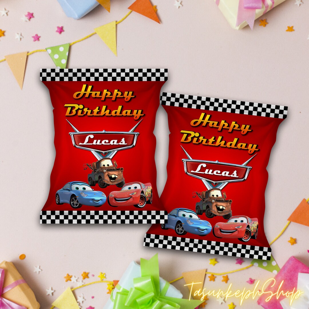 Printable Personalized Cars Birthday Chip Bag, Printable Chip Bag ...