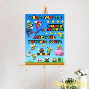 Personalized Mario Welcome Sign, Super Mario Birthday Welcome Sign ...