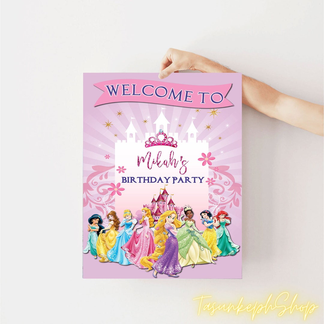 Editable Princess Party Sign Template, Princess Birthday Sign, Princess ...