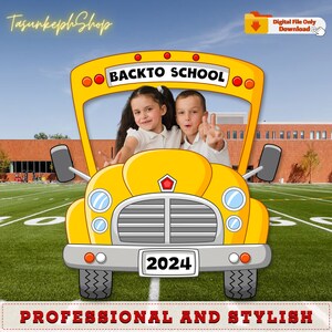 Printable School Bus Photo Booth, Back to School Selfie Frame, School ...