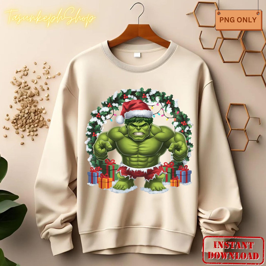 Hulk Christmas PNG, Green Superhero Christmas PNG, Giant American Hero ...