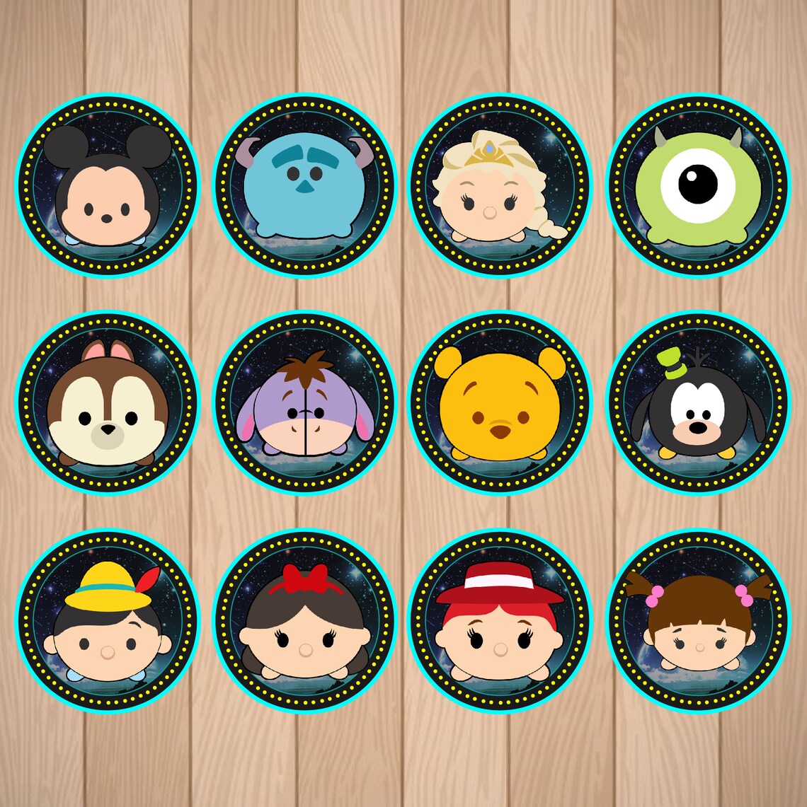 Tsum Tsum Theme Cupcake Toppers Tsum Tsum Cupcake Topper - Etsy