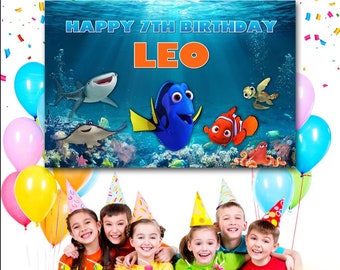 Finding Nemo Birthday Party Welcome Sign Backdrop Finding Nemo Party ...