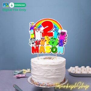 Printable Numberblocks Watercolor Cake Topper Birthday Party for Kids ...