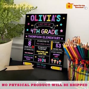 Printable Chalkboard Back to School Sign, My First Day of Kindergarten ...