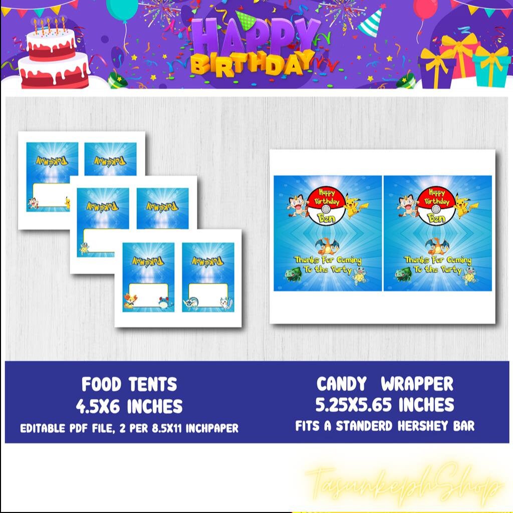 Printable Personalized Pokemon Party Supplies Party Kit - Etsy