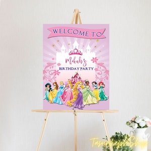 Editable Princess Party Sign Template, Princess Birthday Sign, Princess ...