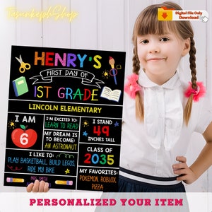 Printable Back to School Sign First Day of School, Personalized School ...