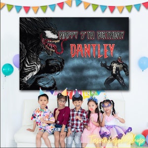 Printable Venom Birthday Backdrop, Venom Banner, Venom Party, Venom ...