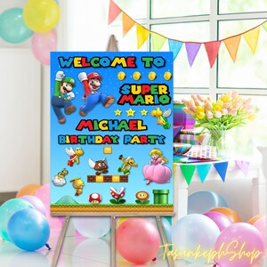 Personalized Mario Welcome Sign, Super Mario Birthday Welcome Sign ...