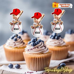 Printable Baseball Personalized Face Cupcake Toppers, Sports Cake ...