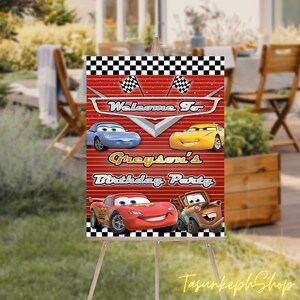 Editable Racecar Birthday Party Welcome Sign, Race Car Welcome Sign ...