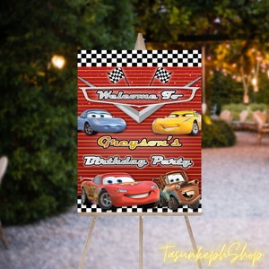 Editable Racecar Birthday Party Welcome Sign, Race Car Welcome Sign ...