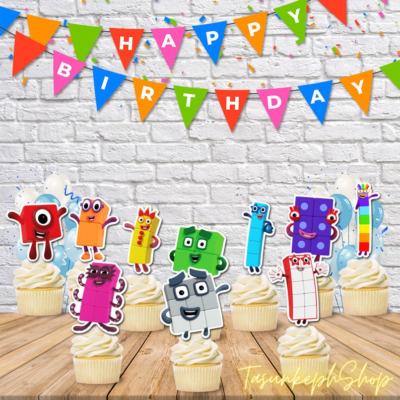Numberblocks Cupcake Toppers, fiesta de cumpleaños de Numberblocks ...