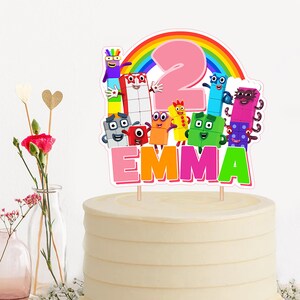 Printable Numberblocks Pink Girl Cake Topper, Custom Name Birthday ...
